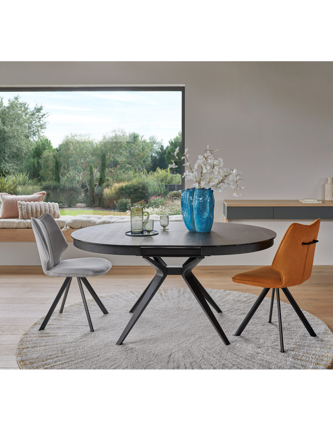 Côté Loges | Table ronde céramique DOHA extensible 120-160 cm